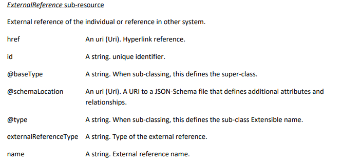 TMF641 - externalRefernce- coustmize | Open APIs